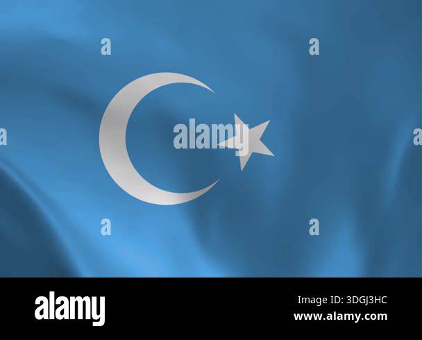 High quality realistic 3D animation of the East Turkestan flag waving ...