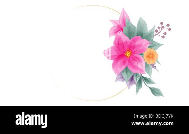 Watercolor floral frame animation background for invitation or ...