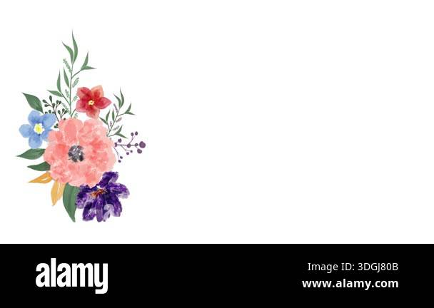 Watercolor floral frame animation background for invitation or ...