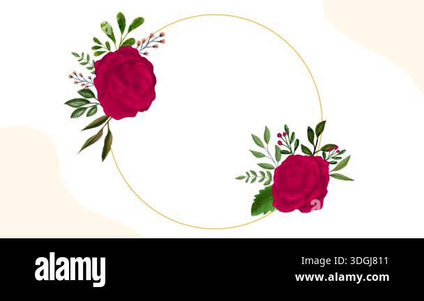 Watercolor floral frame animation background for invitation or ...