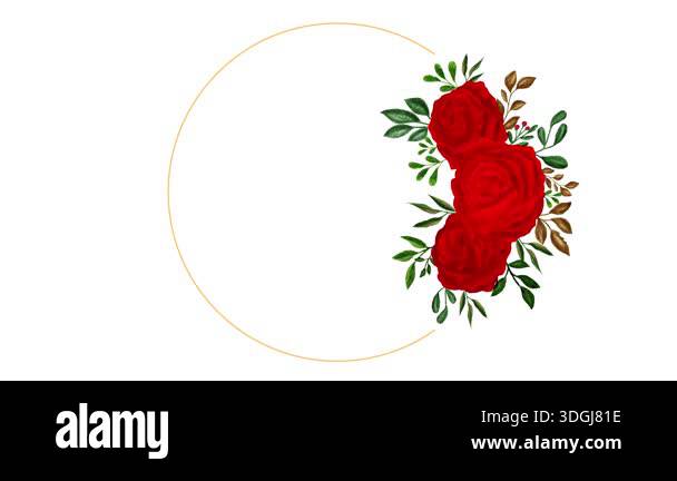 Watercolor floral frame animation background for invitation or ...