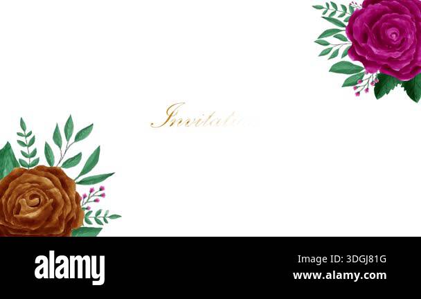 Watercolor floral frame animation background for invitation or ...