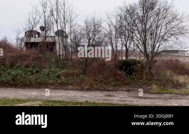 Abandoned Bunker House Beside Industrial Plain, Urban Investigator ...
