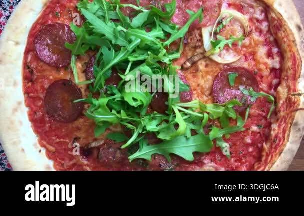 Top view chef preparing pizza at lunch time Stock Video Footage - Alamy