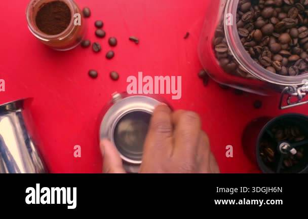 Person making espresso coffee at home in morning Stock Video Footage ...