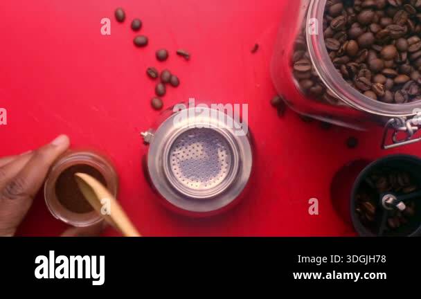 Person making espresso coffee at home in morning Stock Video Footage ...