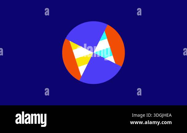 A circular frame is divided into four geometric quadrants of orange and ...