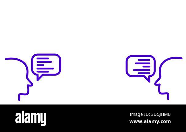 Two human profiles are positioned at opposite ends of the frame with ...