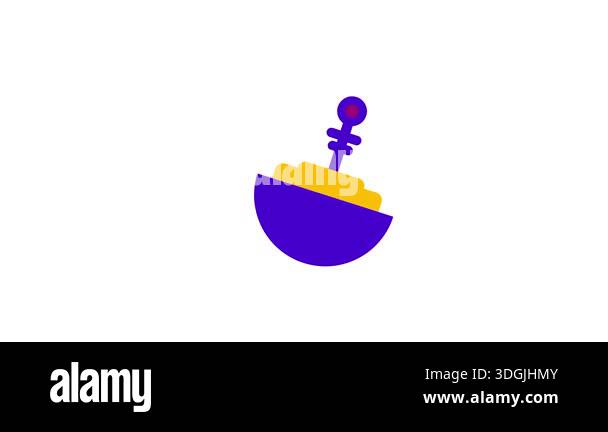 A small purple and yellow robotic device features a thin antenna on top ...