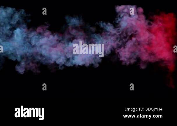 Blue and red smoke blasts colliding, colored smoke effect, powder smoke ...