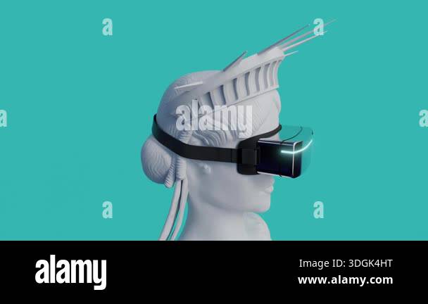 Statue of Liberty wearing VR glasses - top view - 3D 4k animation (3840 ...