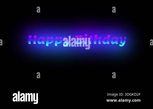 Happy birthday text animation in neon color on black screen Stock Video ...