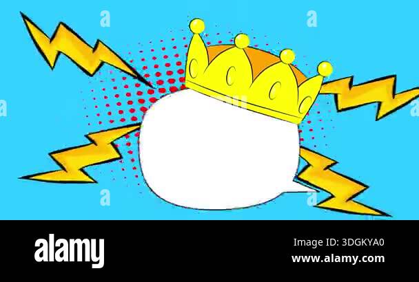 Cartoon Crown with blank speech bubble, comic book video. Retro comics ...