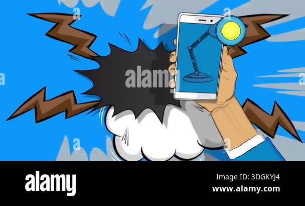 Cartoon Smartphone, comic book Telephone with Office lamp. Retro ...