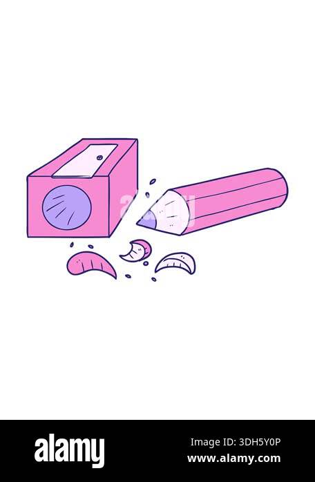 shaking motion animation of cartoon pencil and sharpener Stock Video ...