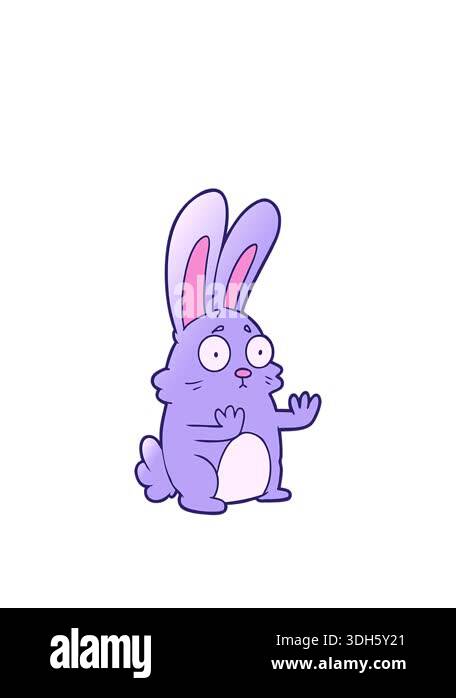 stretching up animation of cartoon scared rabbit Stock Video Footage ...
