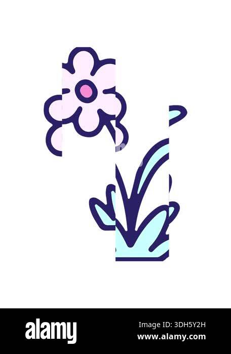 splitting motion animation of cartoon of a simple flower design Stock ...