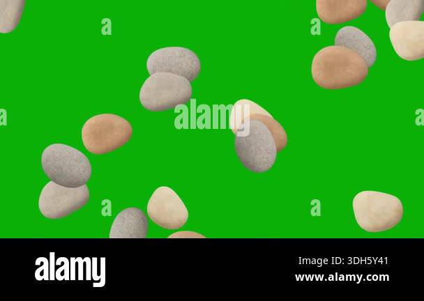 Falling stones motion graphics with green screen background Stock Video ...