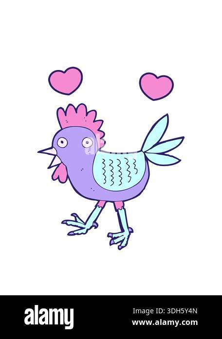 spinning hearts animation of funny cartoon chicken Stock Video Footage ...
