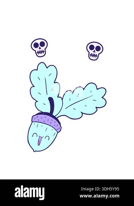 spinning skulls animation of cartoon acorn Stock Video Footage - Alamy