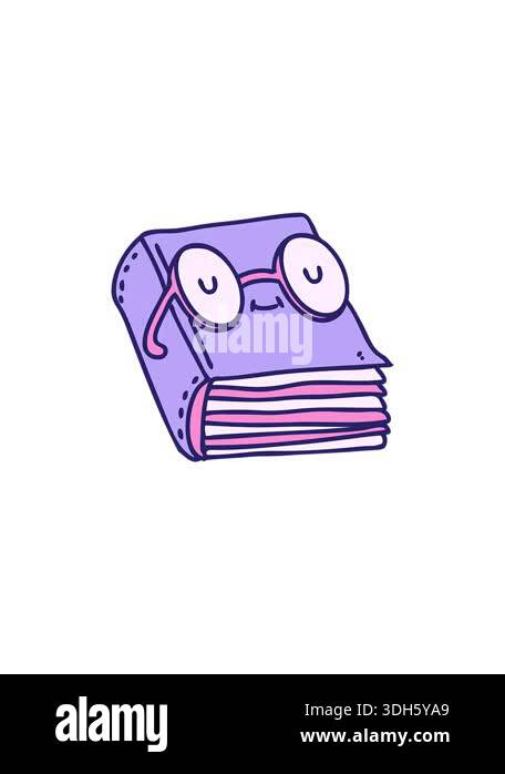 sales flash animation of cartoon of a book wearing spectacles Stock ...