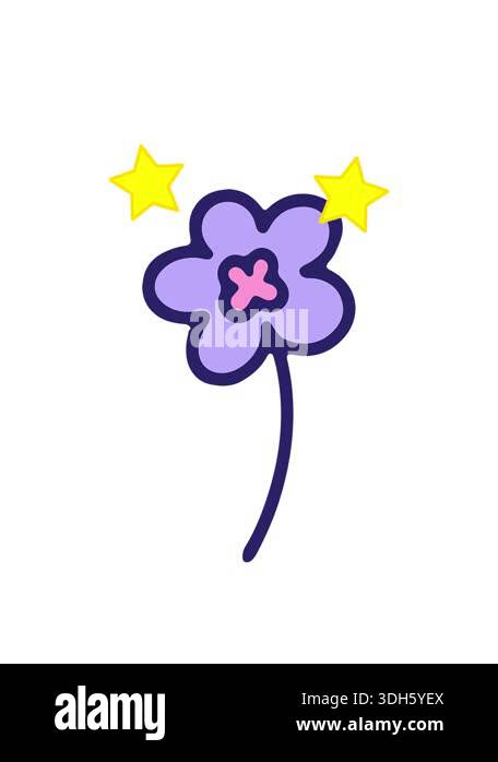 spinning stars animation of cartoon of simple flower design Stock Video ...