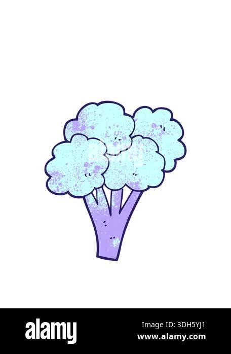 stretching up animation of freehand textured cartoon broccoli Stock ...