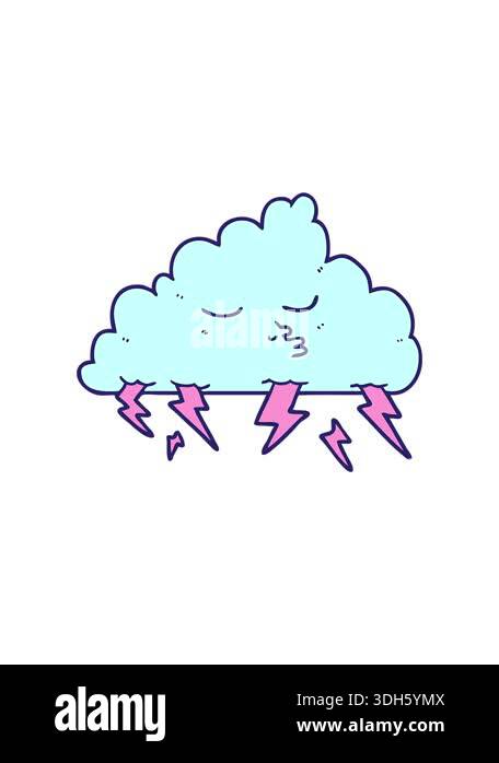 splitting effect animation of cartoon storm cloud Stock Video Footage ...