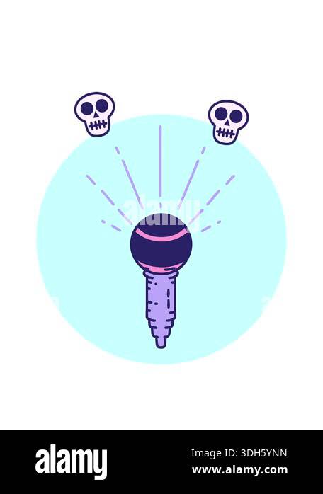spinning skulls animation of icon of a tattoo style microphone Stock ...