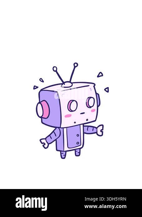 jumping motion animation of cute cartoon surprised robot Stock Video ...