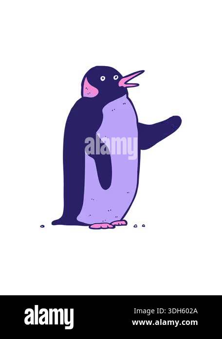 pixelize effect animation of cartoon penguin waving Stock Video Footage ...