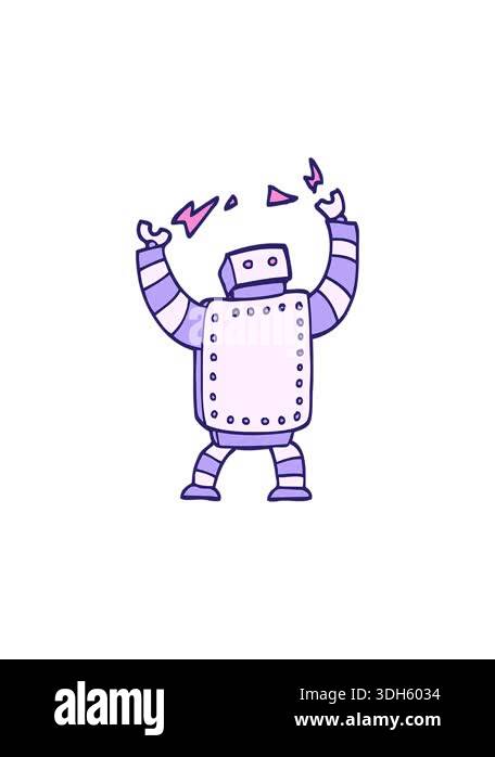 radioactive glowing animation of hand drawn doodle style cartoon giant ...