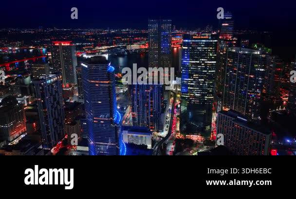 Miami, USA, 15 October 2025: Spectacular night scenery of Miami ...