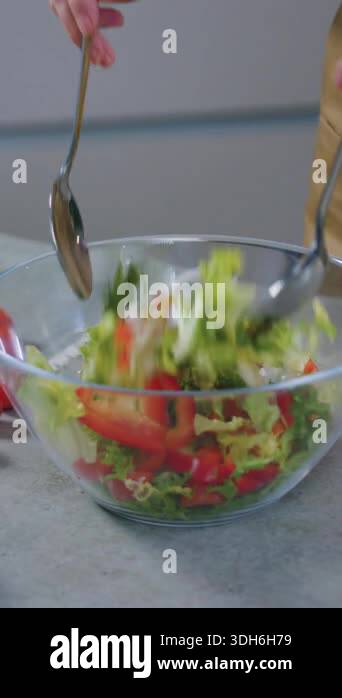 Homemade preparation concept where unknown woman mixing red pepper ...