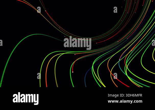 Abstract dynamic optic fiber data stream animation with flowing lines ...