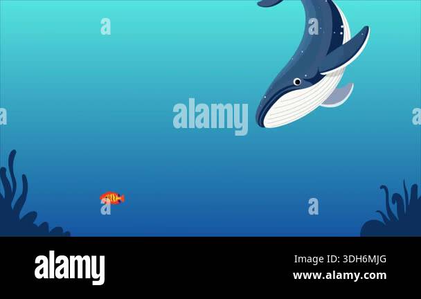 Whale World Day underwater, art video illustration Stock Video Footage ...