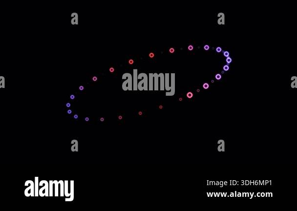 This minimal VJ loop features a rhythmic ring of glowing neon dots ...