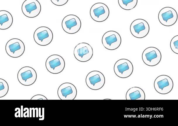 Vibrant repeating pattern of 3D-style message notification icons moving ...