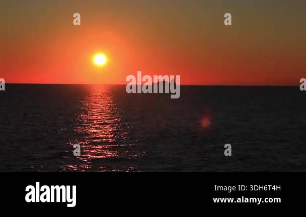 Cargo ship silhouette distant ocean sunset Bogliasco Italy Stock Video ...