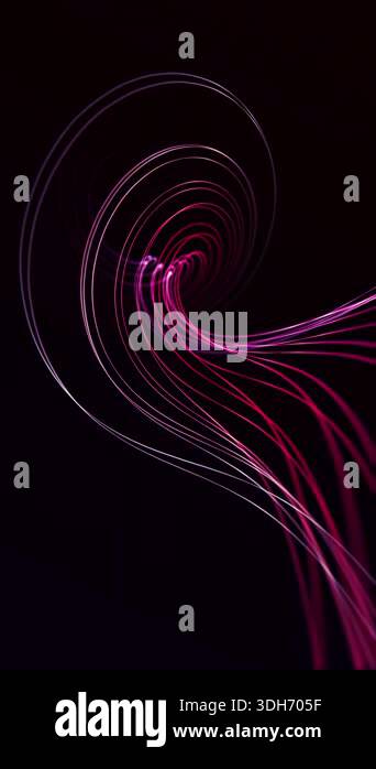 Abstract flowing red and pink plasma strings forming dynamic wave ...