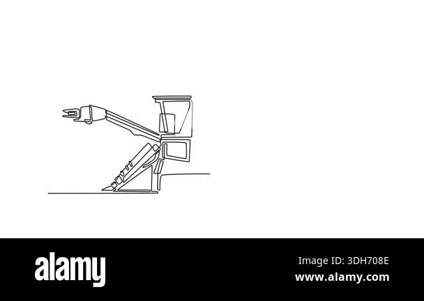 Animated self drawing of continuous line draw high-tech agricultural ...
