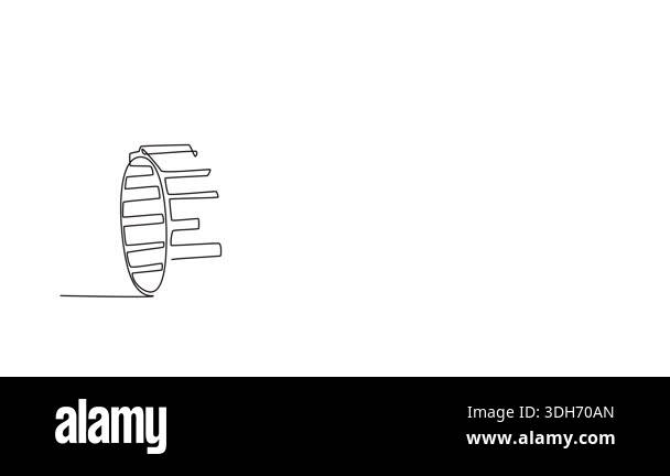 Self drawing animation of single line draw walk-behind power tiller or ...