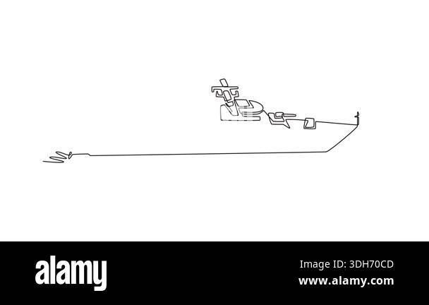 Animated self drawing of continuous line draw modern naval destroyer or ...