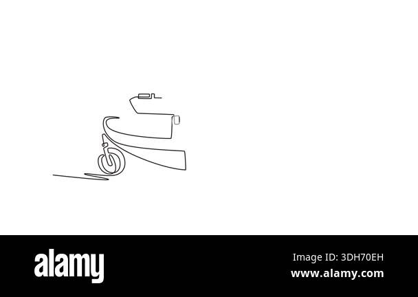 Self drawing animation of single line draw side view of specialized ...