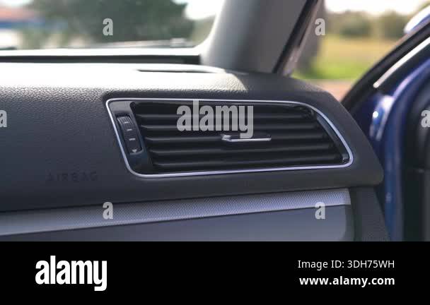 Close up of car air vent on dashboard interior. Modern vehicle design ...