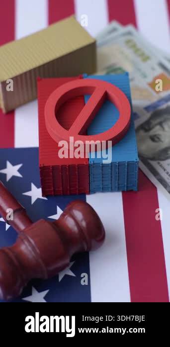The cargo container ban on the US flag as a conceptual backdrop for the ...