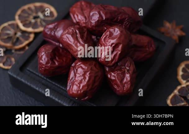 Red dried dates, the Chinese sweet fruit jujube, as a healthy food. Red ...
