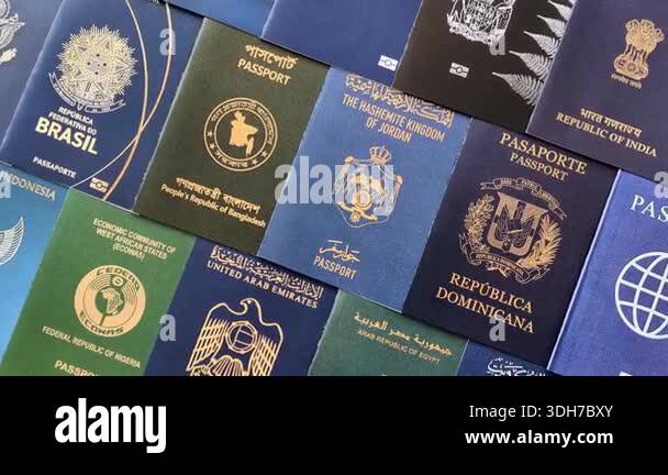 Passports of citizens of different countries of the world, background ...