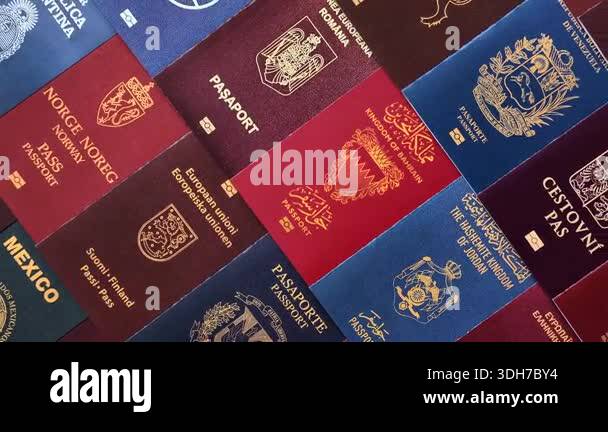 Passports of citizens of different countries of the world, background ...
