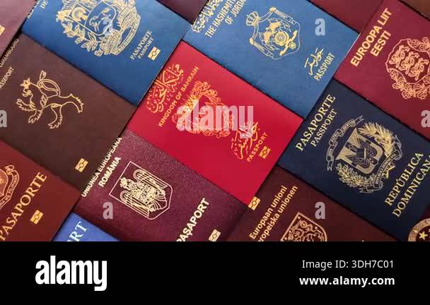 Passports of citizens of different countries of the world, background ...